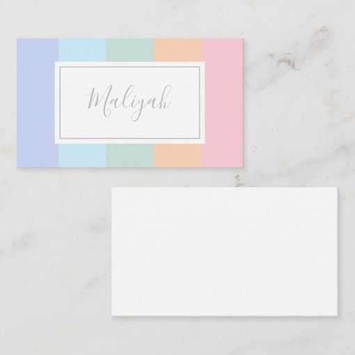 Pastel Rainbow Stripes Color Block Name Place Card | Zazzle