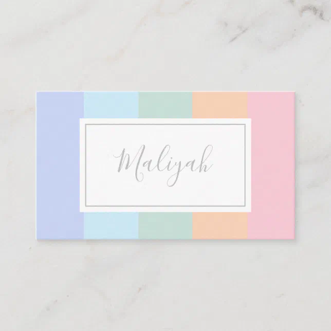 Pastel Rainbow Stripes Color Block Name Place Card | Zazzle