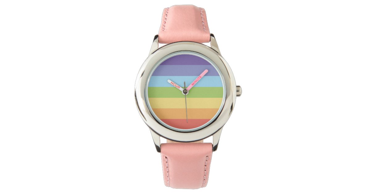 Pastel rainbow stripes Gay Pride Watch | Zazzle