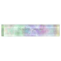 Pastel Rainbow Tie-Dye Watercolor Painting Desk Name Plate | Zazzle