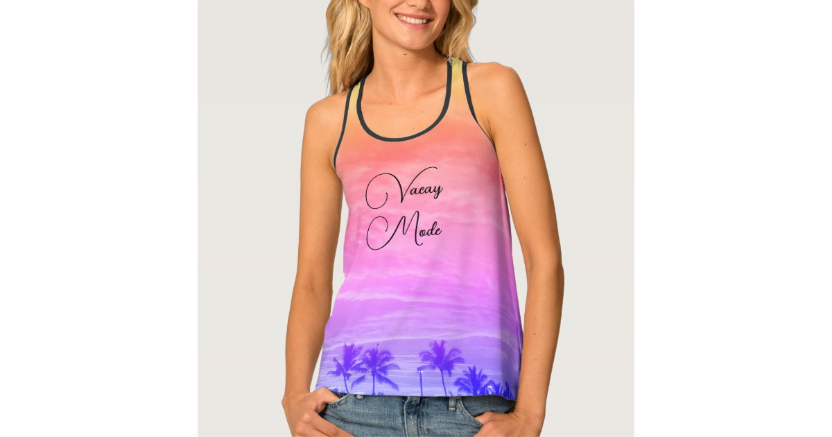 Pastel Rainbow Tropical Sunset Vacay Mode Tank Top | Zazzle