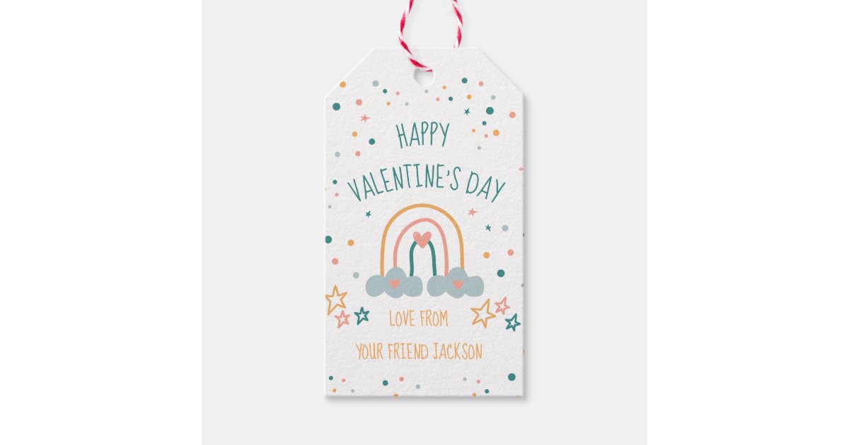 Pastel Rainbow Valentines Day Modern Stars Hearts Gift Tags | Zazzle