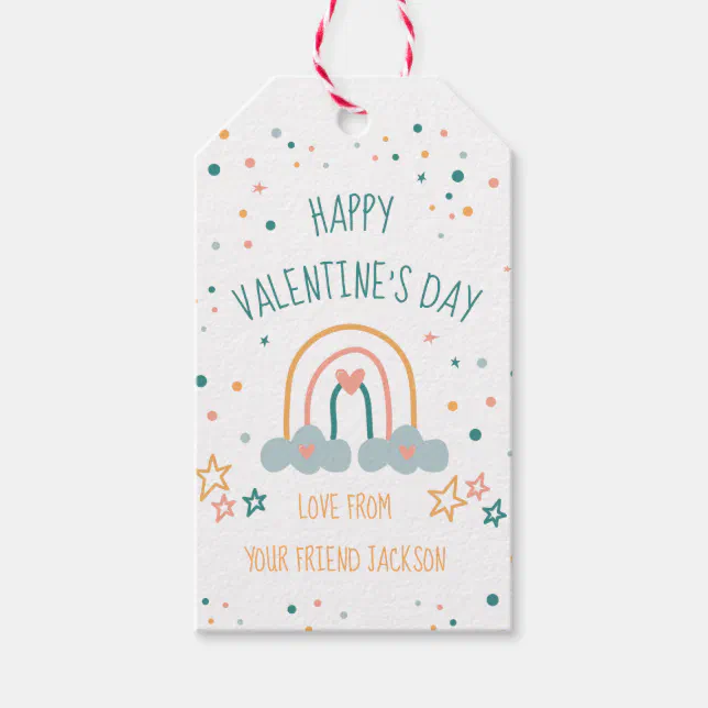 Pastel Rainbow Valentines Day Modern Stars Hearts Gift Tags | Zazzle
