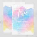 Pastel Rainbow Watercolor Birthday Invitation | Zazzle