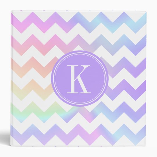 Pastel Rainbow White Chevron Custom Monogram Binder | Zazzle.com