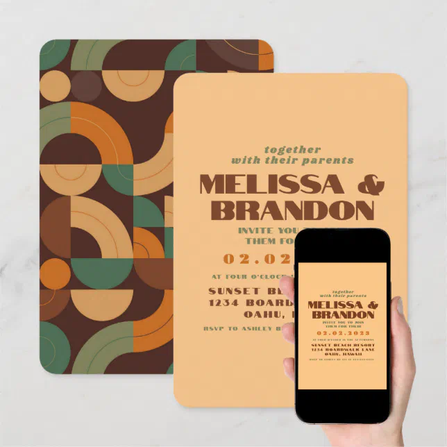 Pastel Retro 70s Wedding Invitation | Zazzle