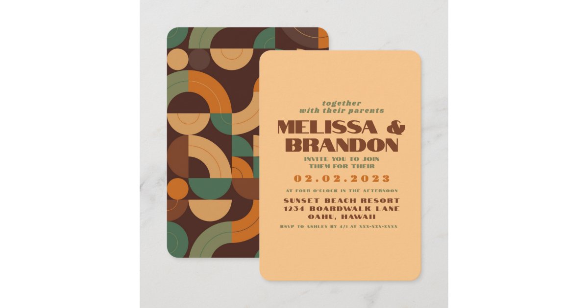 Pastel Retro 70s Wedding Invitation | Zazzle