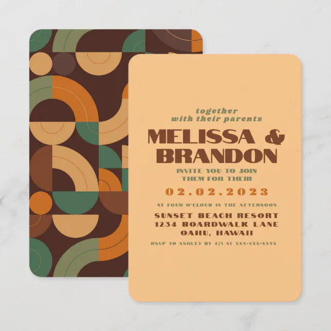 Pastel Retro 70s Wedding Invitation | Zazzle