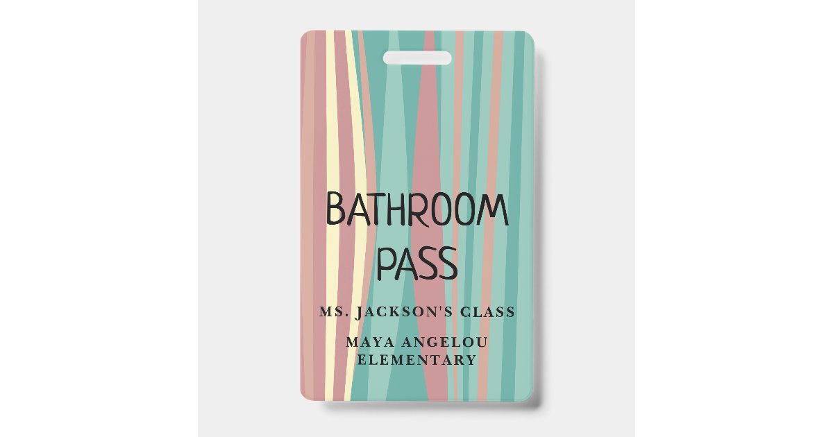 Pastel Retro Back To School Bathroom Hall Pass Bad Badge | Zazzle