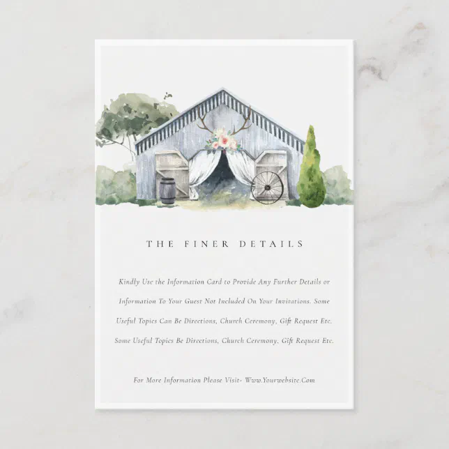 Pastel Rustic Barnyard Farm Theme Wedding Details Enclosure Card | Zazzle