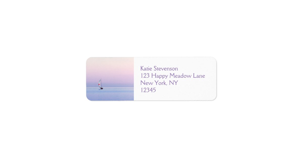 Pastel Seascape with a Sailboat Label | Zazzle