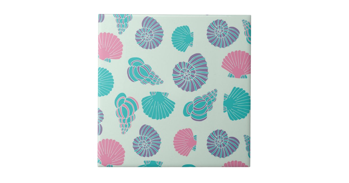 Pastel Seashell Pattern 1 Ceramic Tile | Zazzle