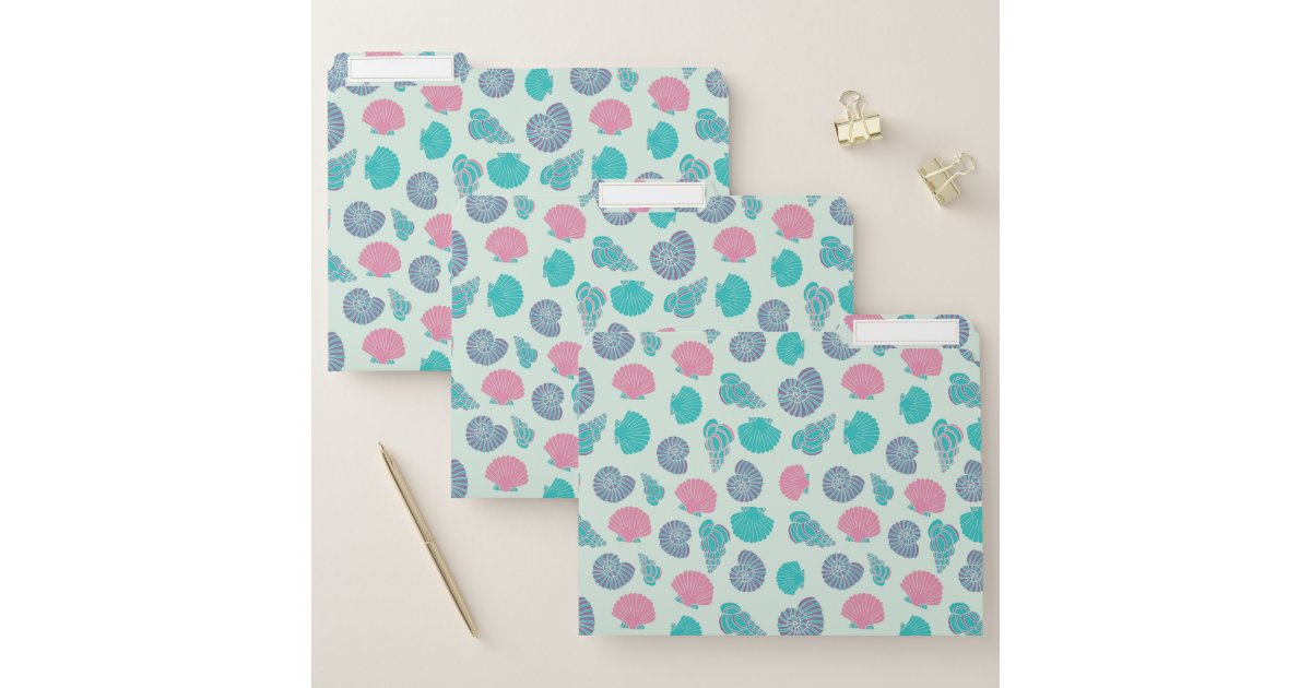 Pastel Seashell Pattern File Folder | Zazzle