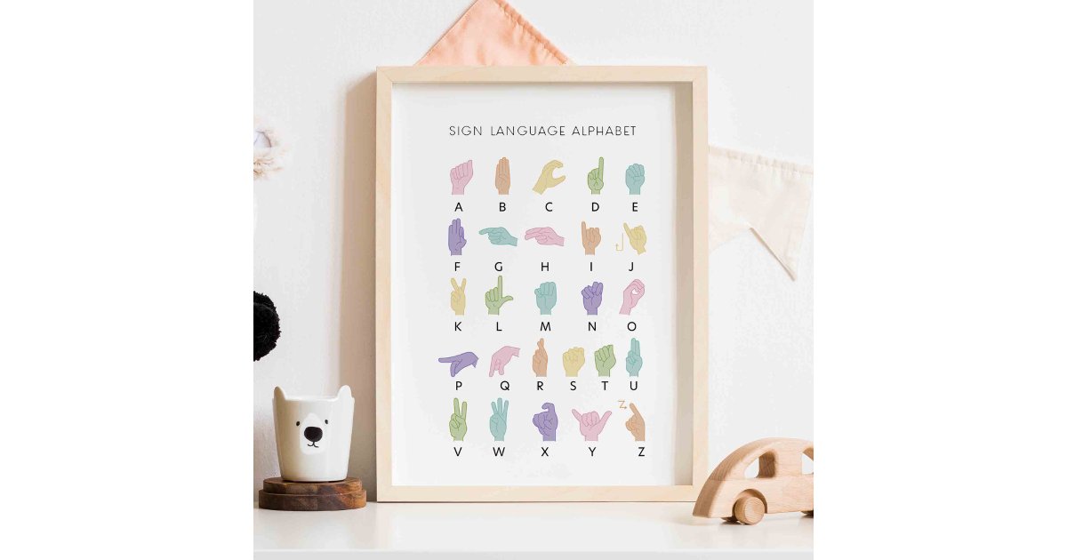 Pastel Sign Language Alphabet poster | Zazzle