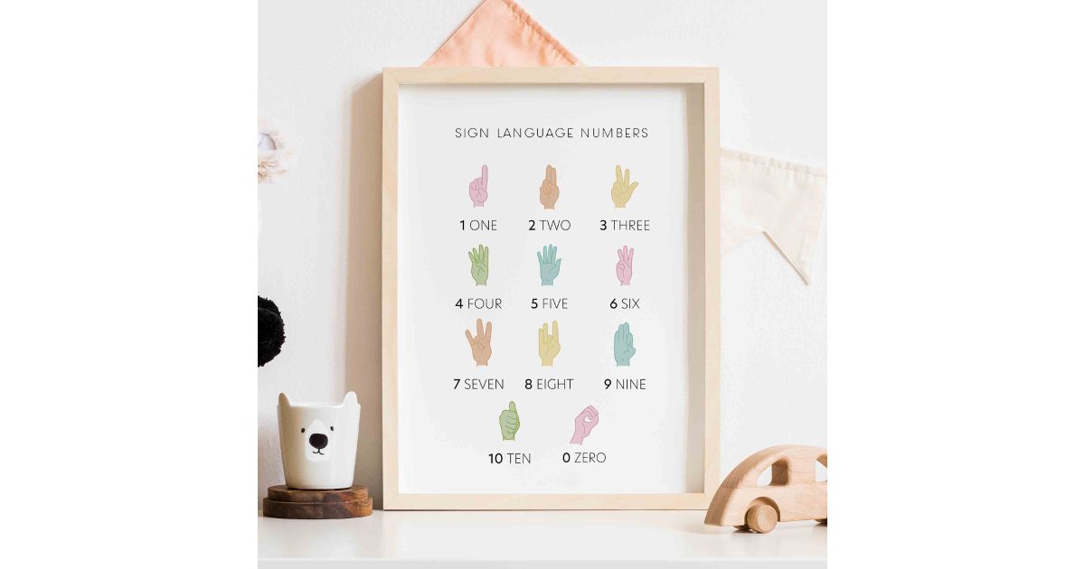 Pastel Sign Language Numbers poster | Zazzle