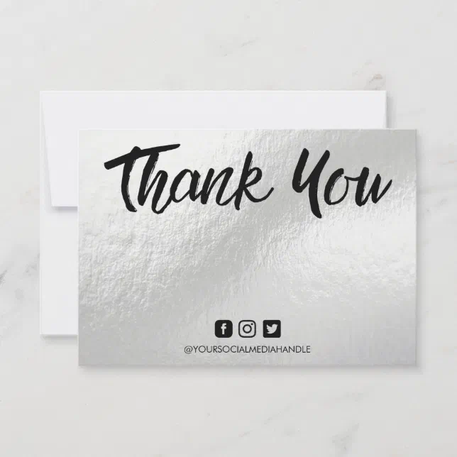 Pastel Silver Silk Thank you Message Media Insert | Zazzle