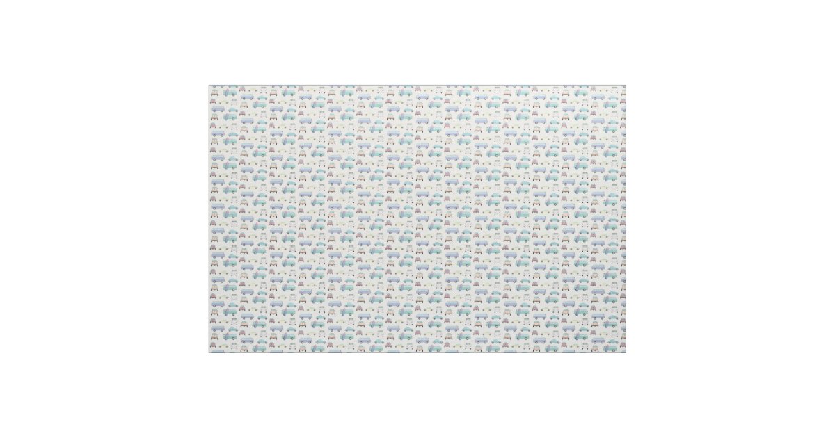 Pastel Slug Bug and bus auto car Fabric | Zazzle