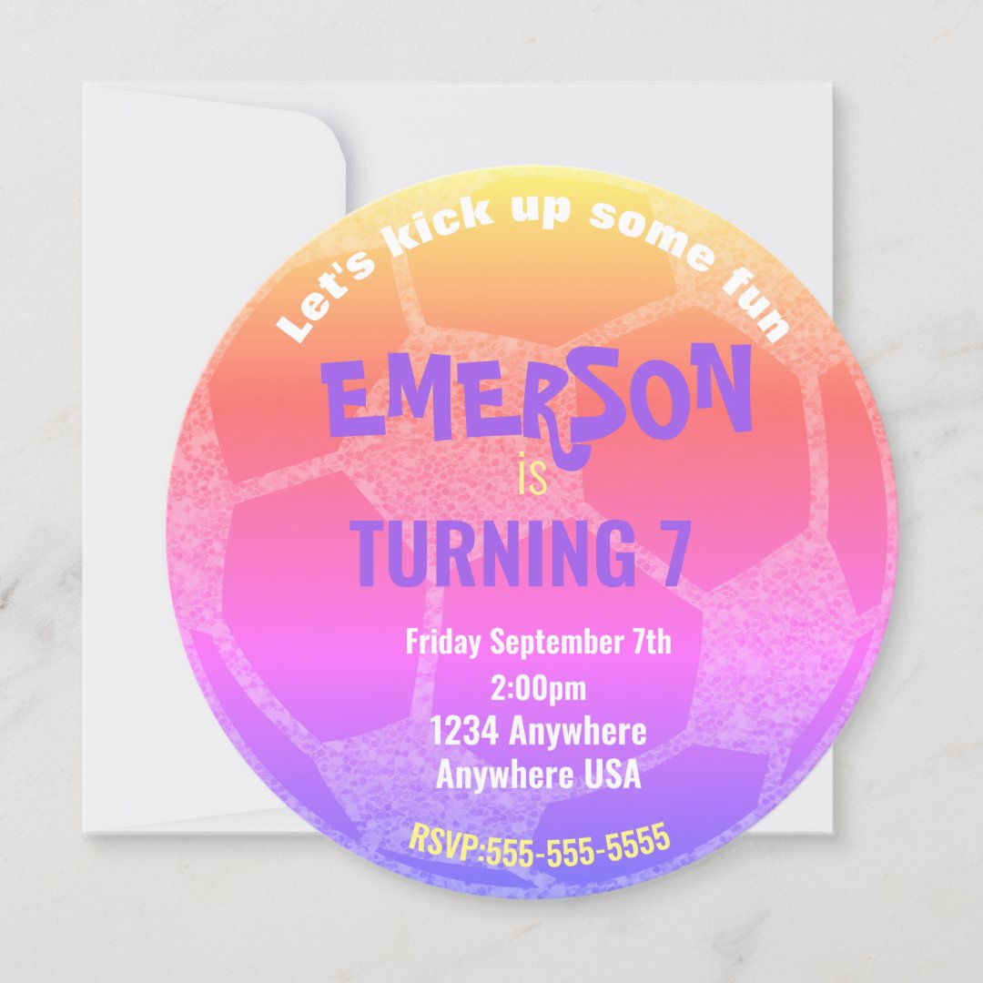 Pastel Soccer Ball Birthday, Soccer party Invitation | Zazzle
