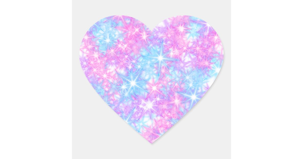 Pastel Sparkle Star Heart Sticker | Zazzle