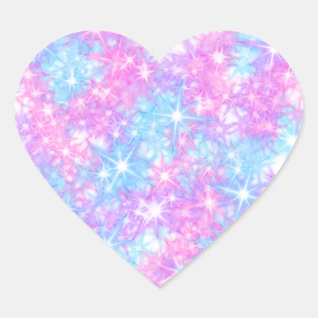 Pastel Sparkle Star Heart Sticker | Zazzle