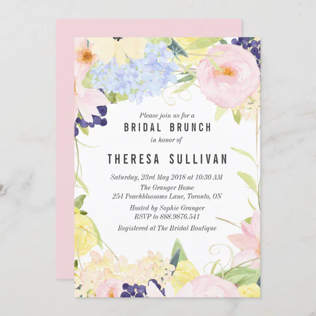 Pastel Spring Flowers Bridal Brunch Invitation | Zazzle