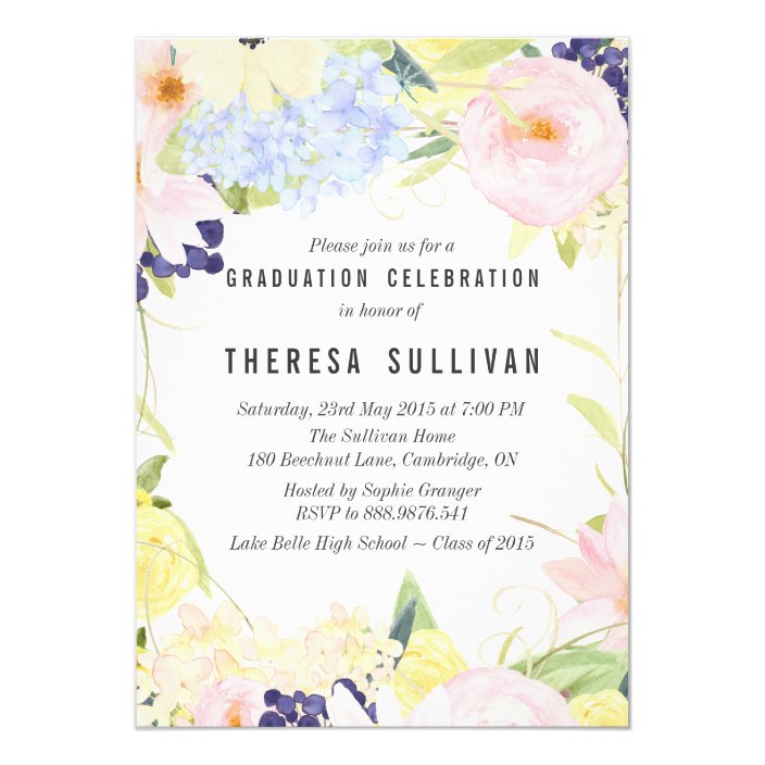 Pastel Spring Flowers Graduation Party Invitation | Zazzle.com