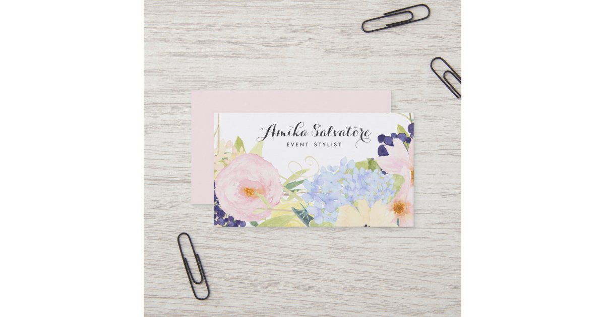 Pastel Spring Flowers Personalized Business Card | Zazzle
