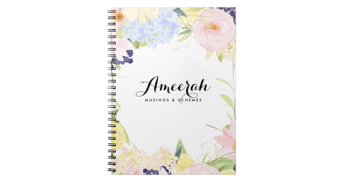 Pastel Spring Flowers Personalized Notebook | Zazzle