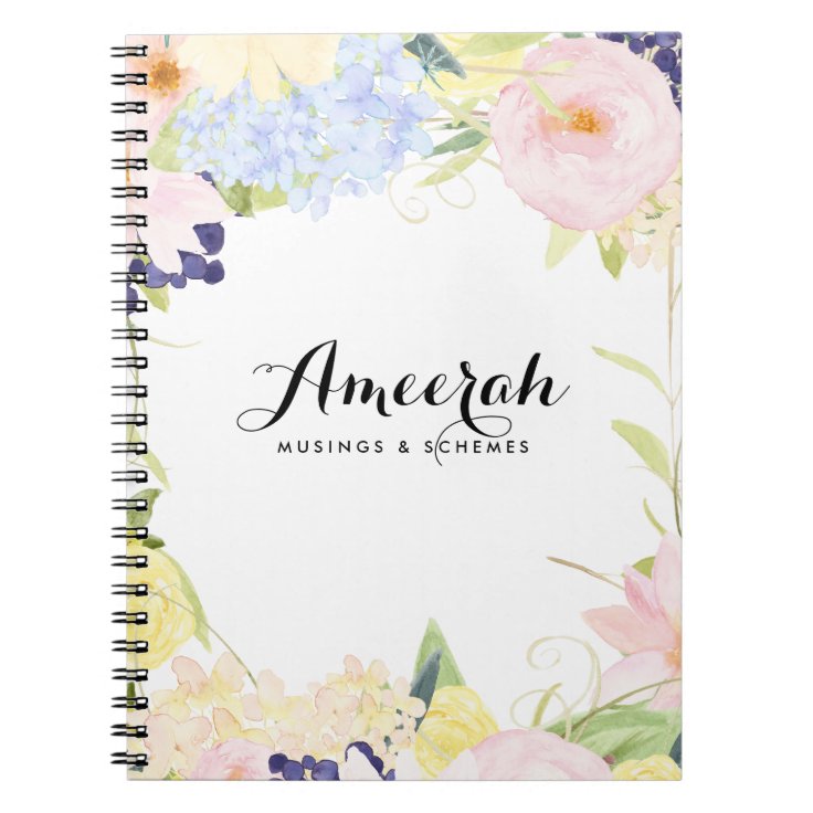 Pastel Spring Flowers Personalized Notebook | Zazzle