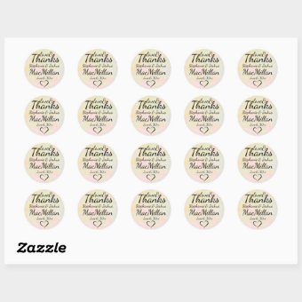 Pastel Spring Wedding Cake Box Labels, Typography Classic Round Sticker ...