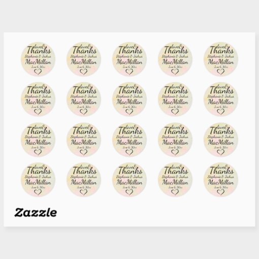 Pastel Spring Wedding Cake Box Labels, Typography Classic Round Sticker ...
