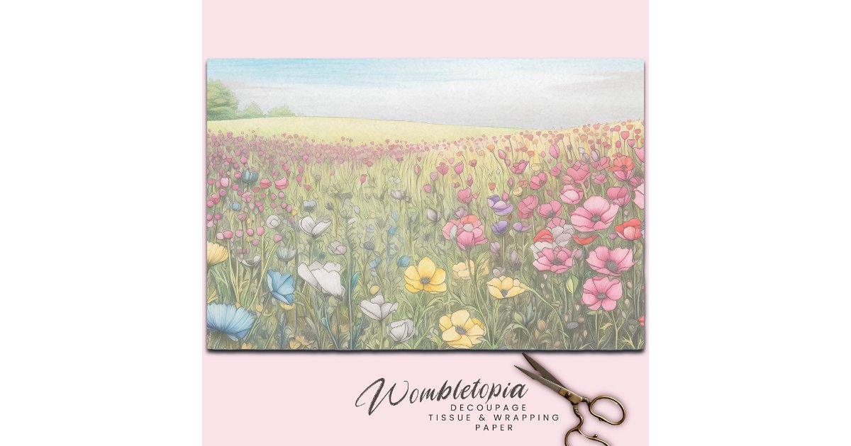 Pastel Spring Wildflower Meadow Decoupage Tissue Paper | Zazzle