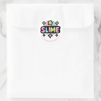 pastel stars slime template logo classic round sticker | Zazzle