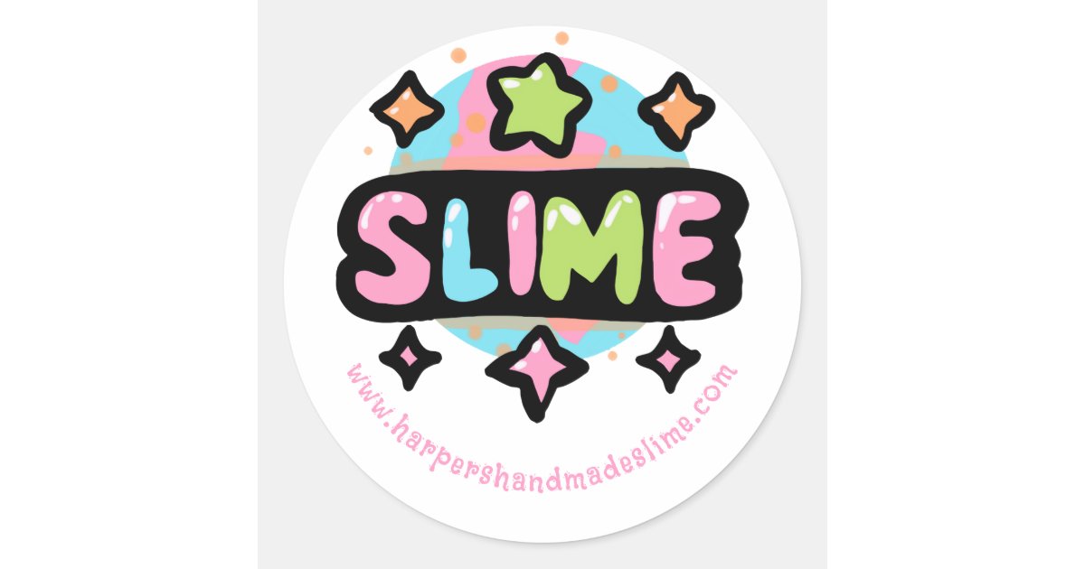 pastel stars slime template logo classic round sticker | Zazzle
