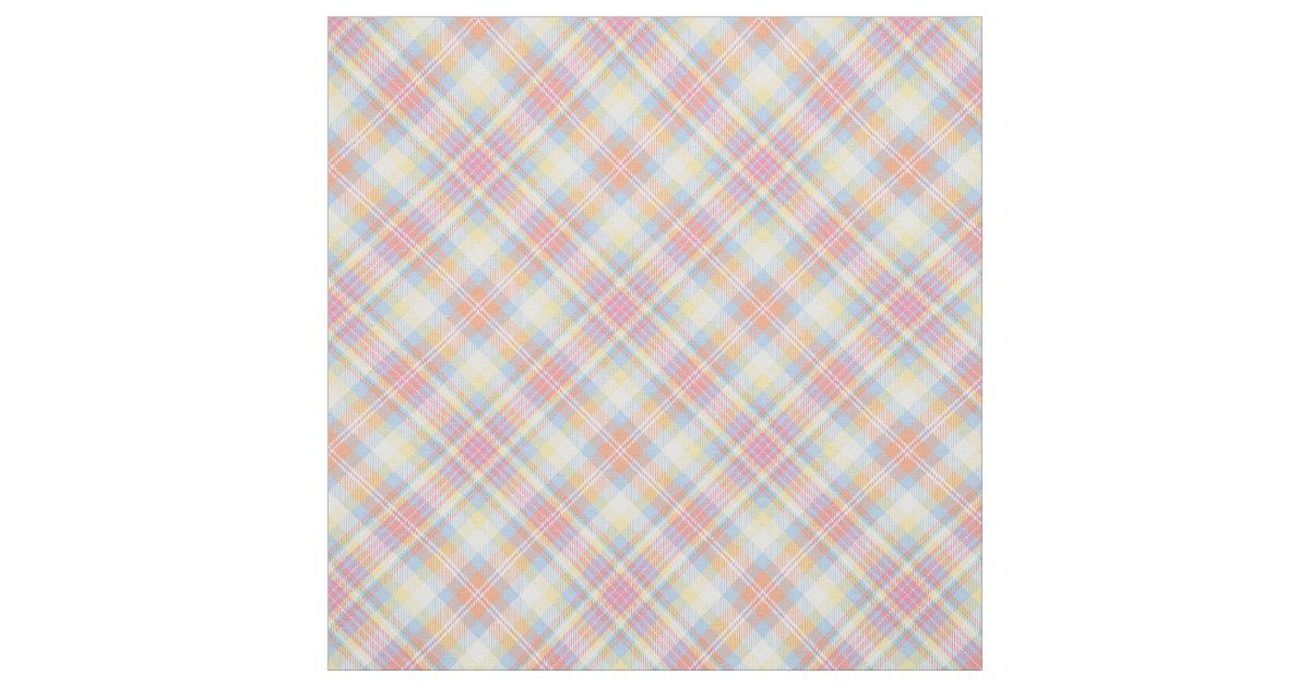 Pastel Stripe Plaid Fabric | Zazzle