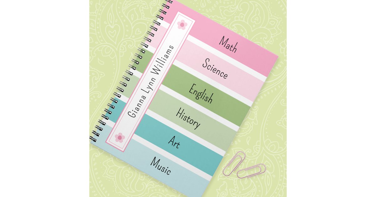 Pastel Stripes Monogrammed Back to School Notebook | Zazzle