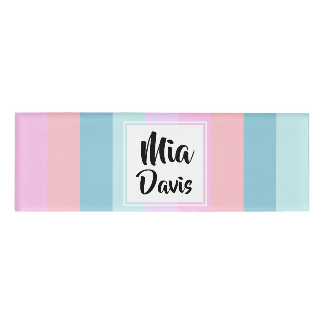 Pastel Stripes Name Tag | Zazzle