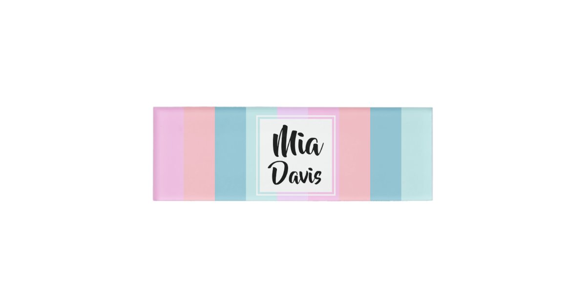 Pastel Stripes Name Tag | Zazzle