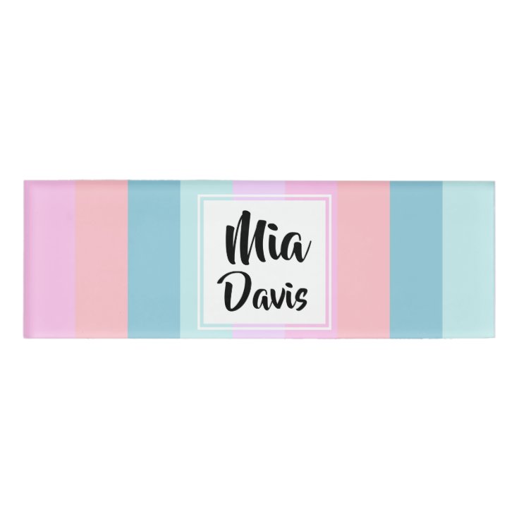 Pastel Stripes Name Tag | Zazzle