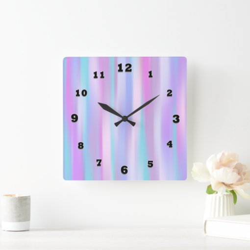 Pastel Stripes Square Wall Clock | Zazzle