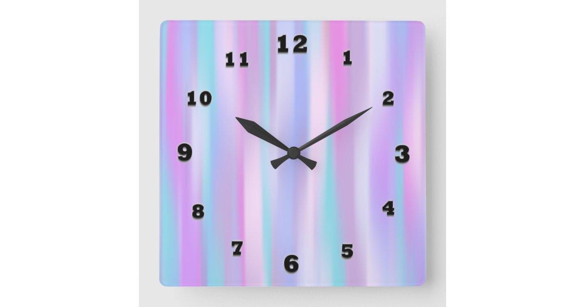 Pastel Stripes Square Wall Clock | Zazzle