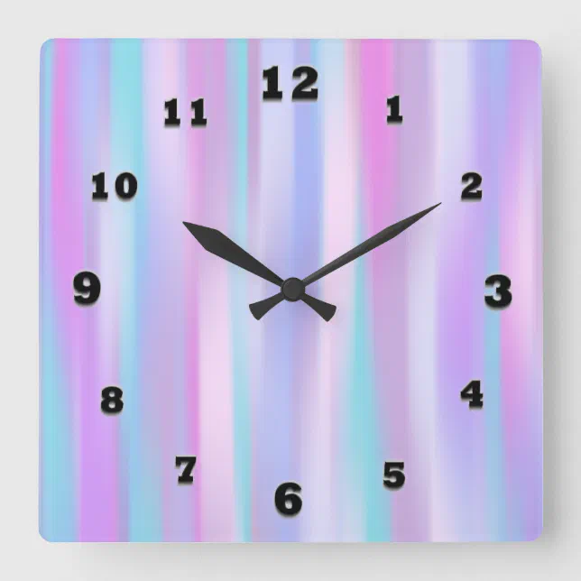 Pastel Stripes Square Wall Clock | Zazzle