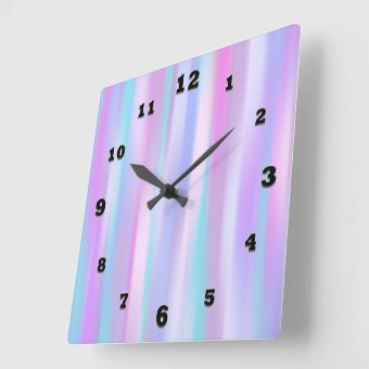 Pastel Stripes Square Wall Clock | Zazzle