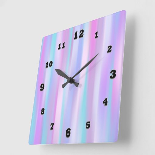 Pastel Stripes Square Wall Clock | Zazzle