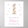 Pastel Summer Garden 1st Birthday Party Welcome Poster | Zazzle
