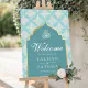 Pastel Teal Damask Muslim Wedding Welcome Sign | Zazzle