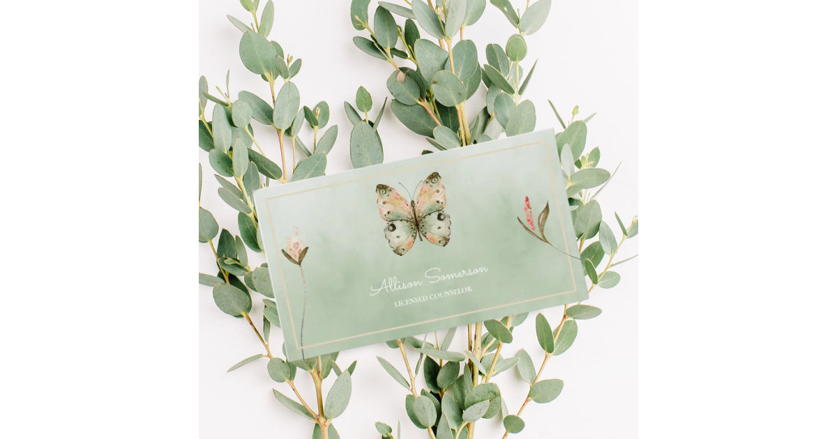 Pastel Toned Tranquil Butterfly Business Card | Zazzle