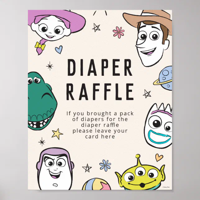 Pastel Toy Story Baby Shower Diaper Raffle Poster | Zazzle