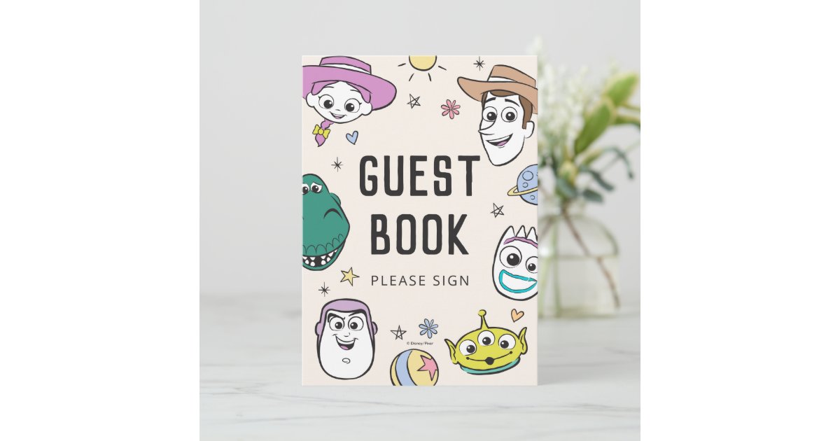 Pastel Toy Story Characters Baby Shower Guest Book Invitation | Zazzle
