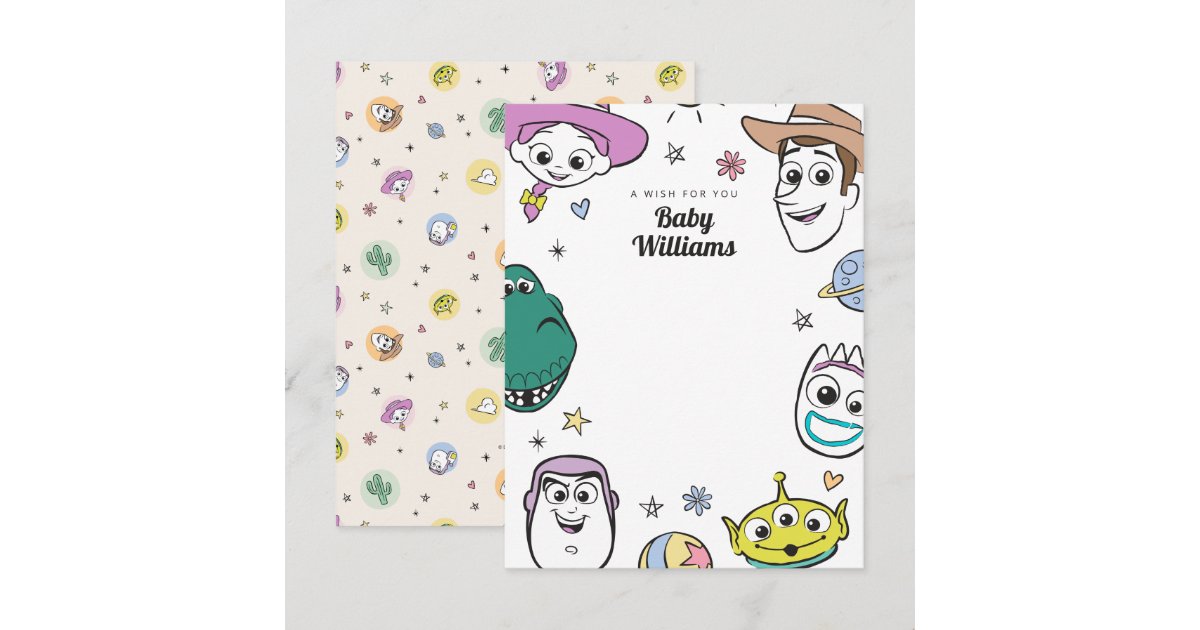 Pastel Toy Story Characters Baby Shower Note Card | Zazzle